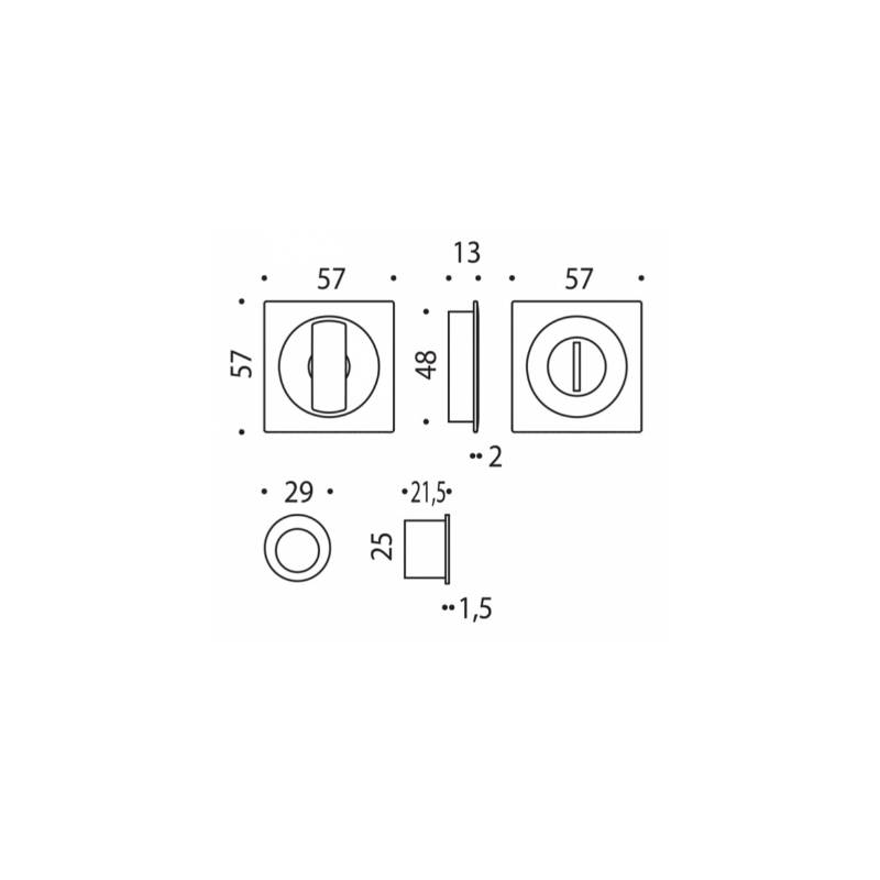 Cuvette encastrée MOOD Q carré 57 mm sans serrure ,C03 Noir